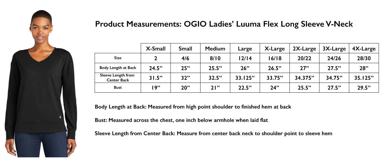 Ogio Ladies' Luuma Flex Long Sleeve V-Neck - Jacuzzi