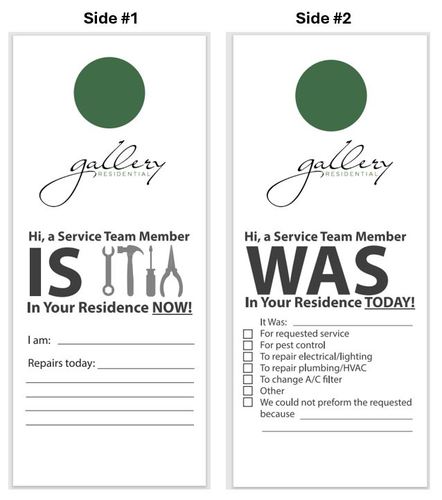 Service "Maintenance" Door Tag Hanger (250/pk) - Gallery Residential